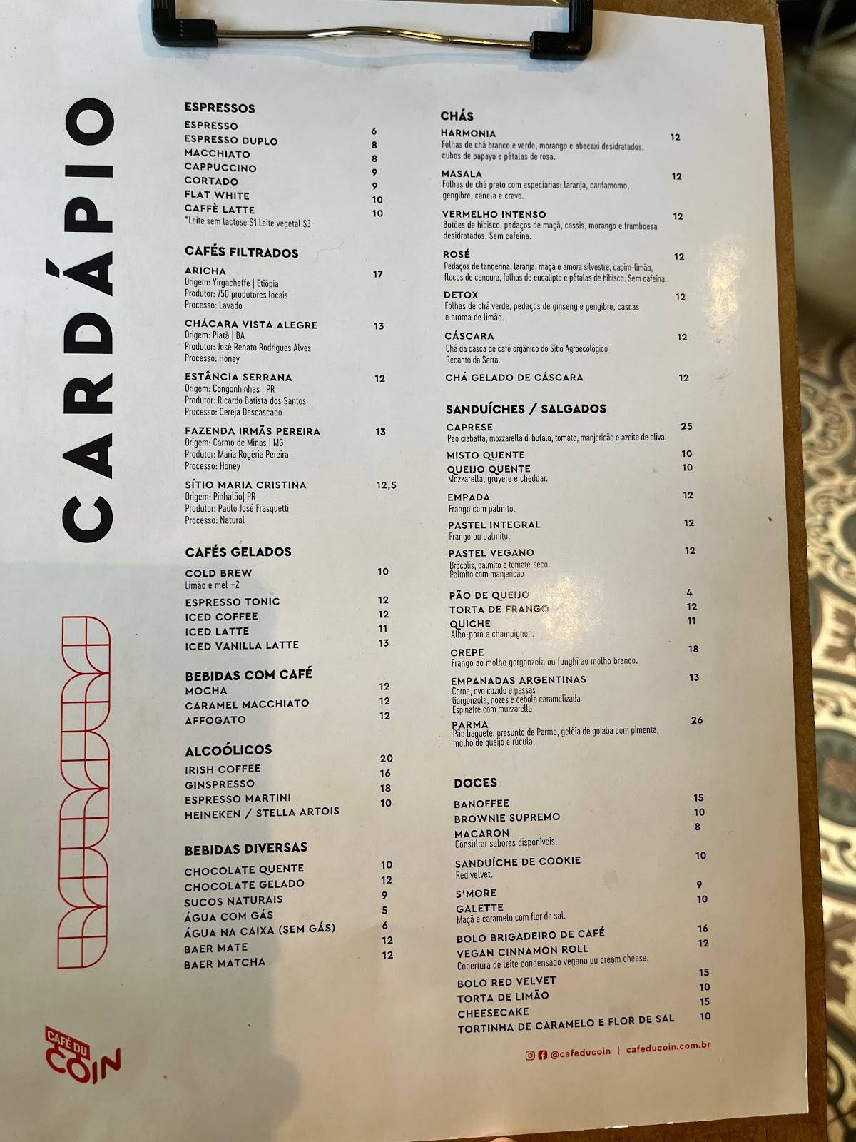 Menu em Café du Coin, Cascavel, R. Visc. de Guarapuava