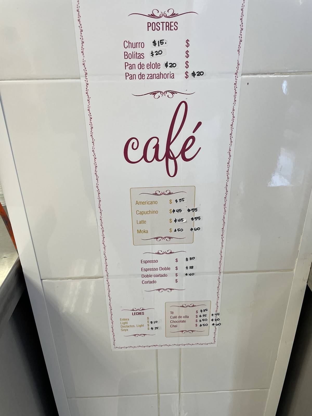 Carta de cafetería Tacos de la Capilla, Santiago de Querétaro, Jesús ...