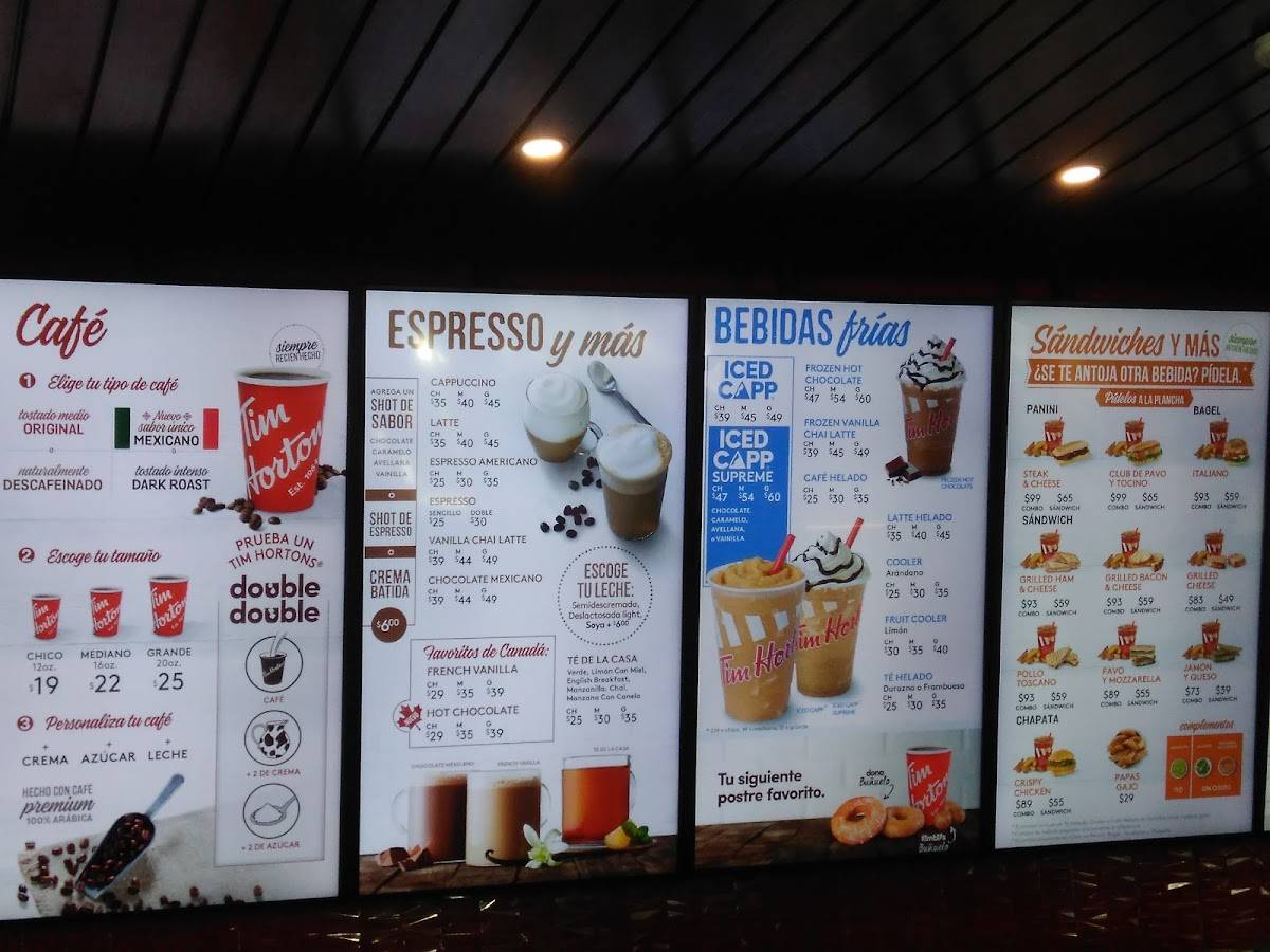 Carta del café Tim Hortons Pletórico, Monterrey, Carretera Nacional 100 ...