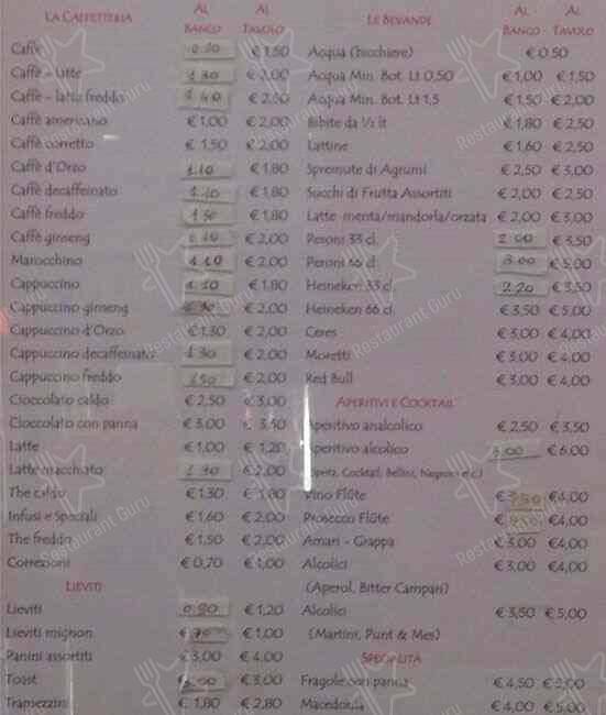 Menu da Caffè Picà pub & bar, Roma