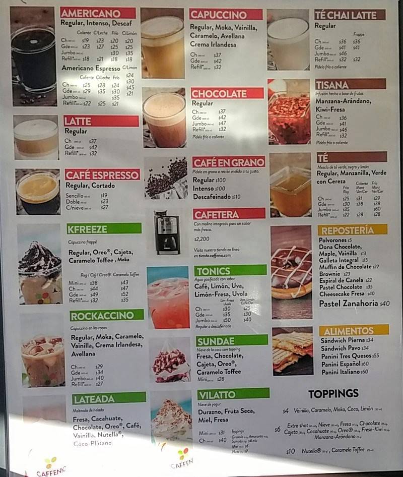 Menu at Caffenio cafe, Hermosillo, Blvd. Juan Navarrete No.310 esq ...