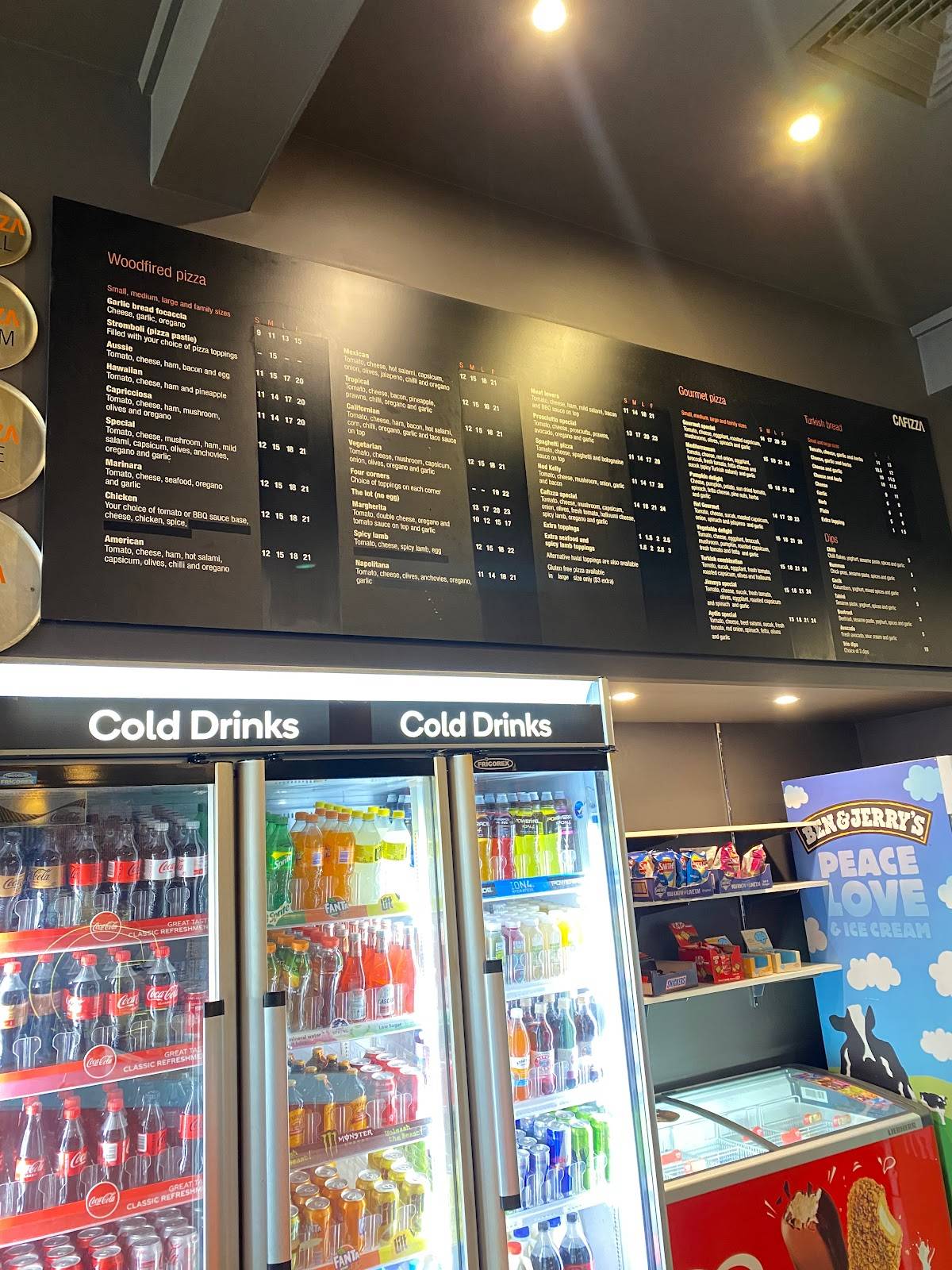 Menu at Cafizza restaurant, Geelong