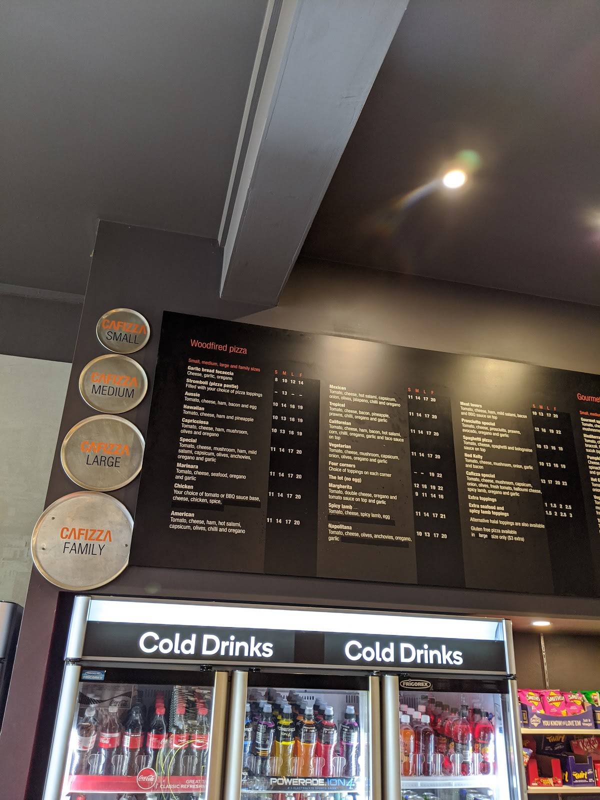 Menu at Cafizza restaurant, Geelong