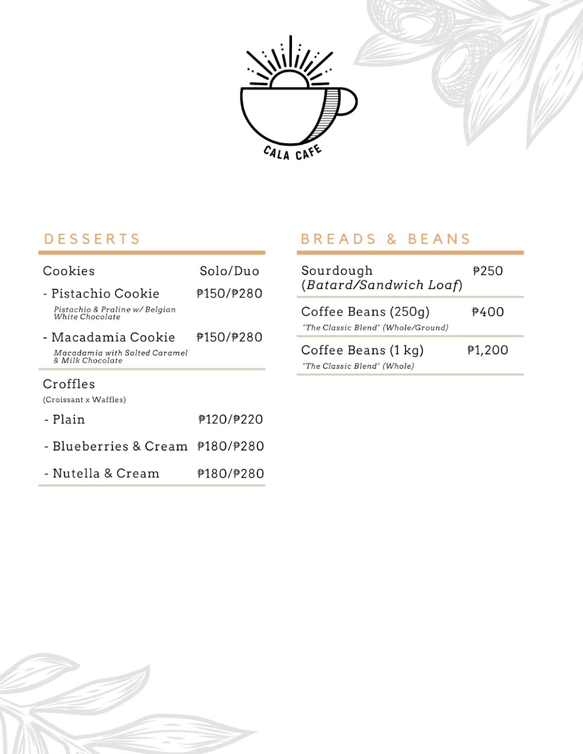 Carta de Cala Cafe, Ciudad Quezon