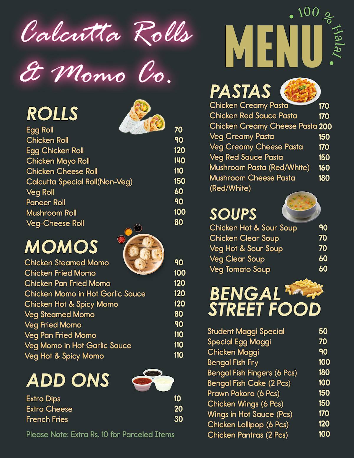 Menu at Calcutta Rolls & Momo Co., Chennai