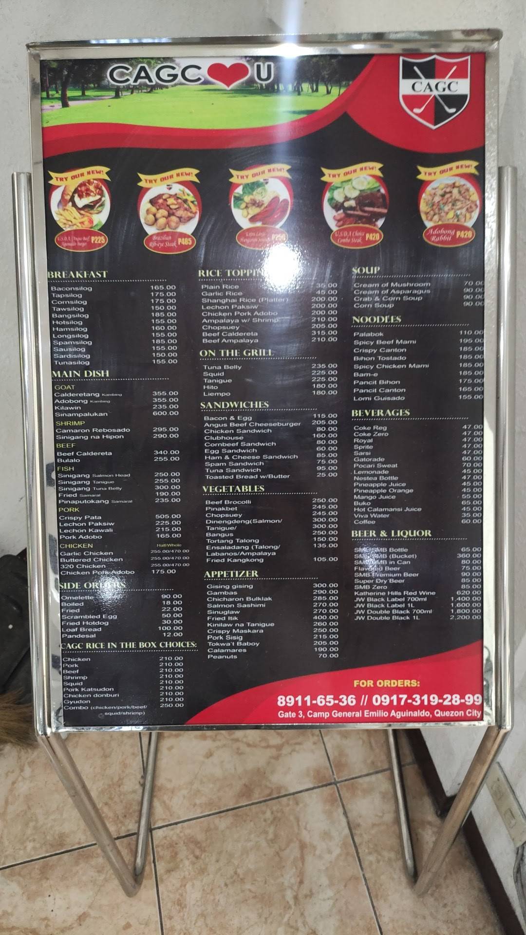 Menu at Camp Aguinaldo Golf Club Dining Hall, Quezon City