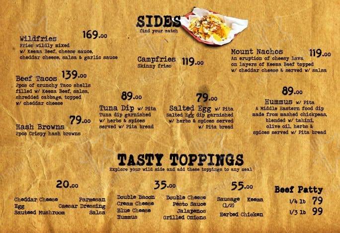 Menu at Campfire Burgers & More - Sct Limbaga restaurant, Quezon City