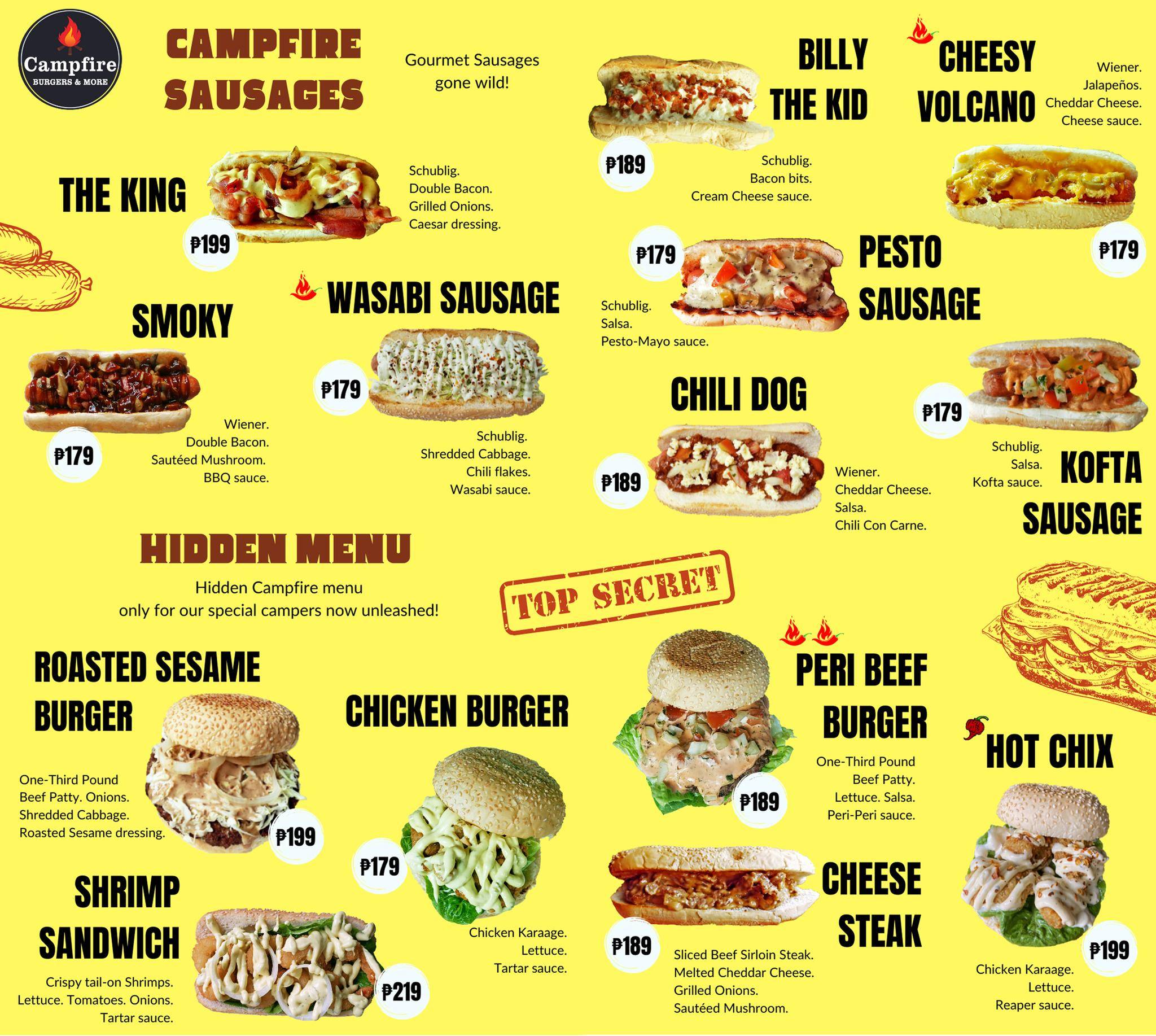 Menu at Campfire Burgers & More - Sct Limbaga restaurant, Quezon City