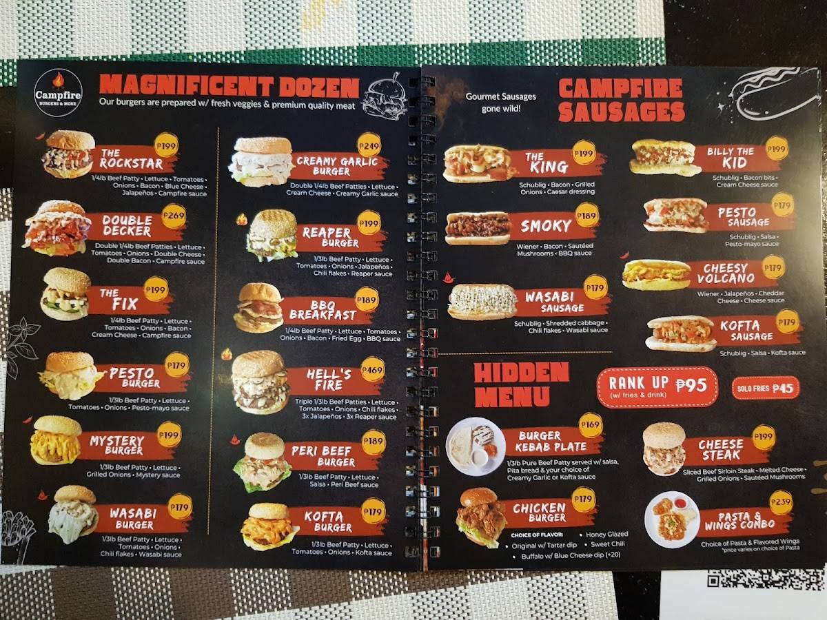 Menu at Campfire Burgers & More - Sct Limbaga restaurant, Quezon City