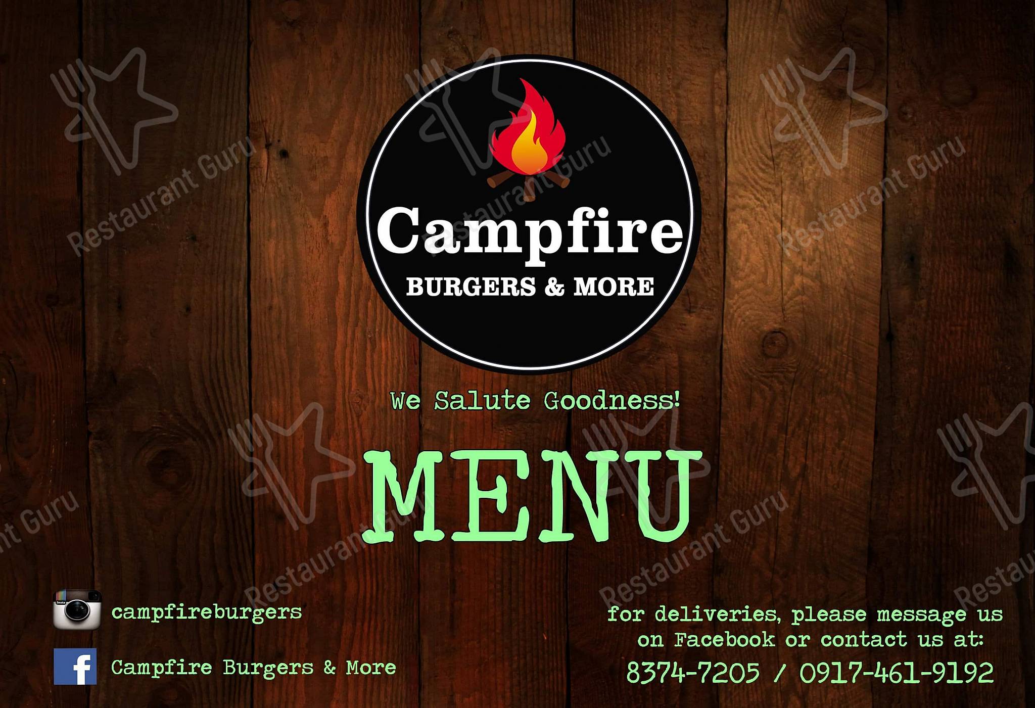 Menu at Campfire Burgers & More - Sct Limbaga restaurant, Quezon City
