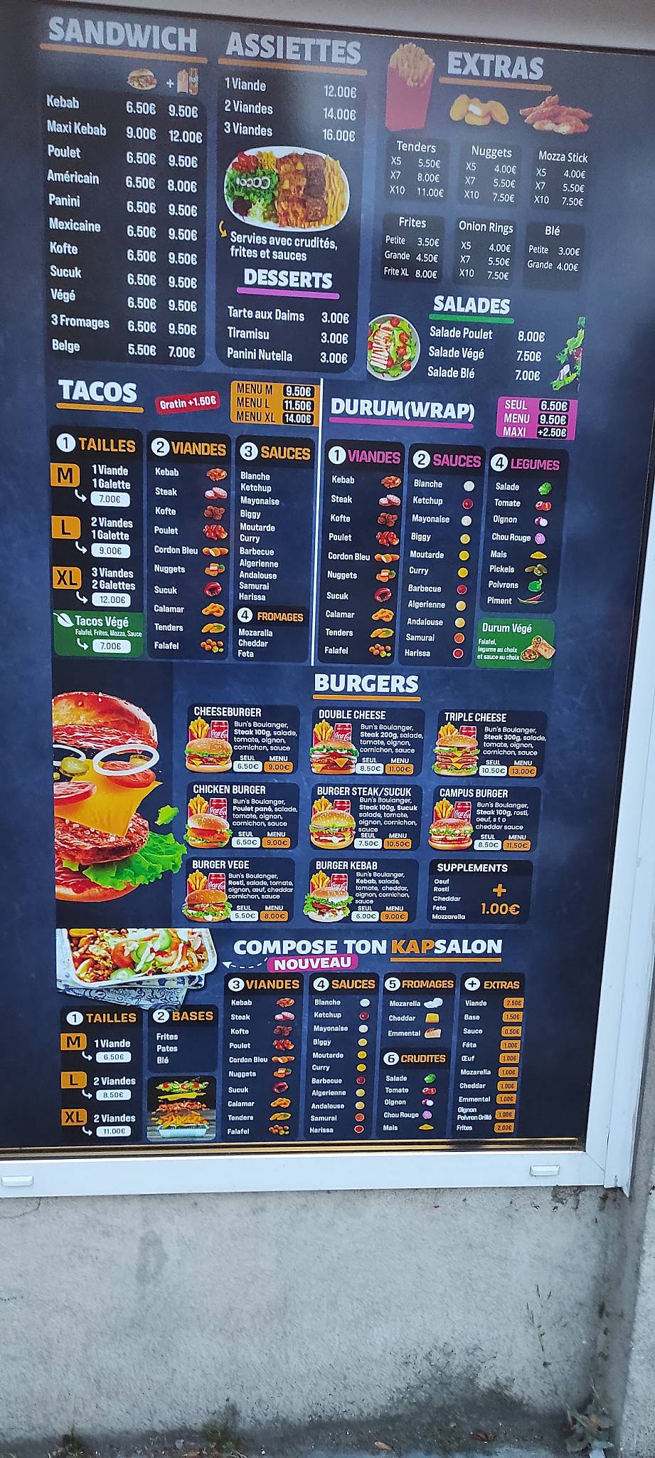 Menu au Campus Food - Kebab Tacos, Nancy