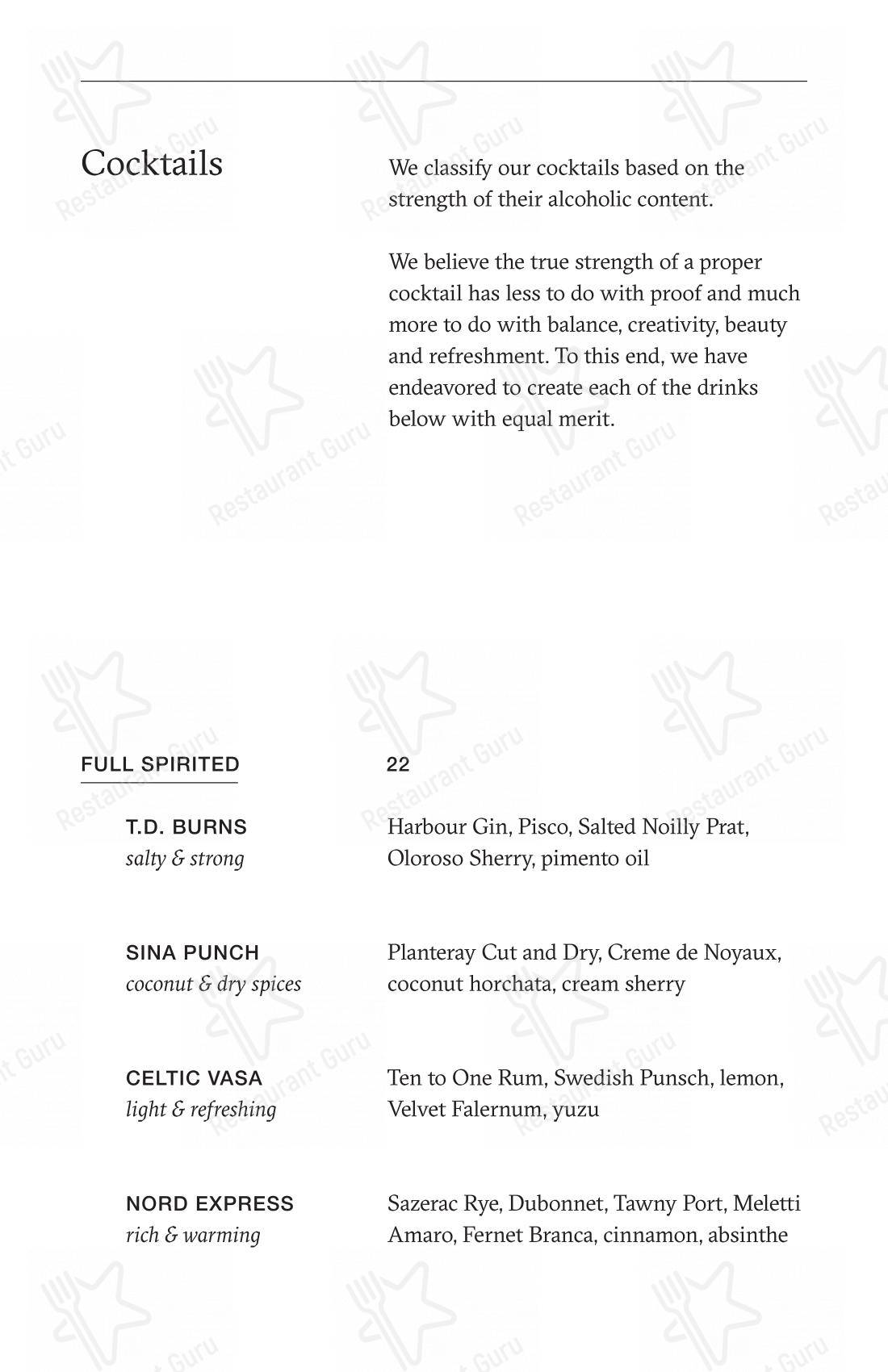 Menu at Canlis restaurant, Seattle