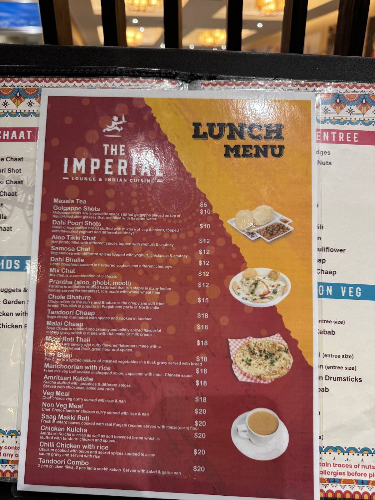 Menu at The Imperial Lounge & Indian Cuisine restaurant, Cannington, 1B ...