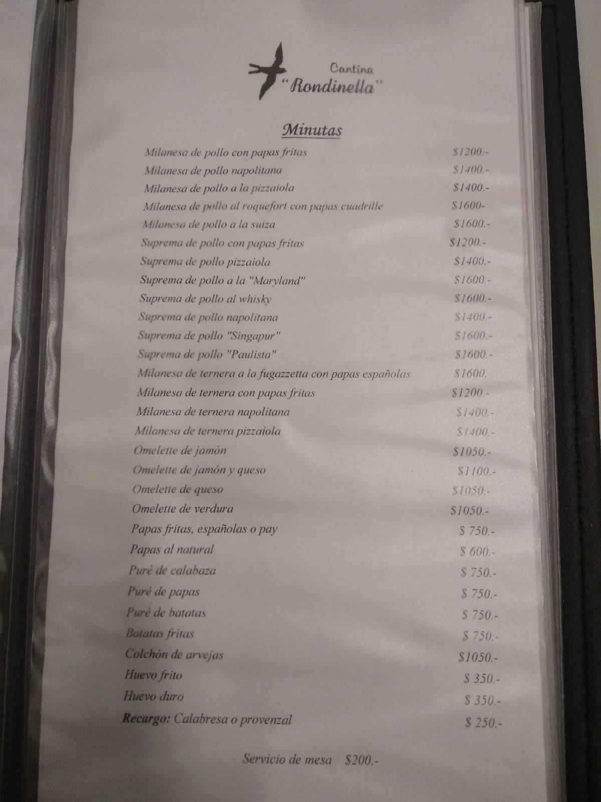 Carta de barbacoa Cantina Rondinella, Buenos Aires, Av. Álvarez Thomas 12