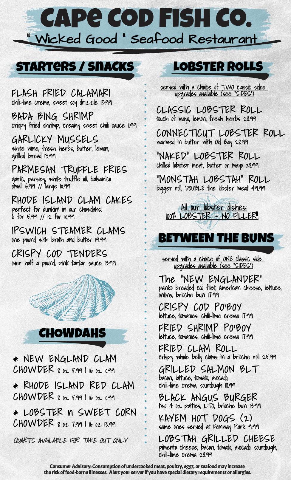 Menu at Cape Cod Fish Co restaurant, Fort Myers
