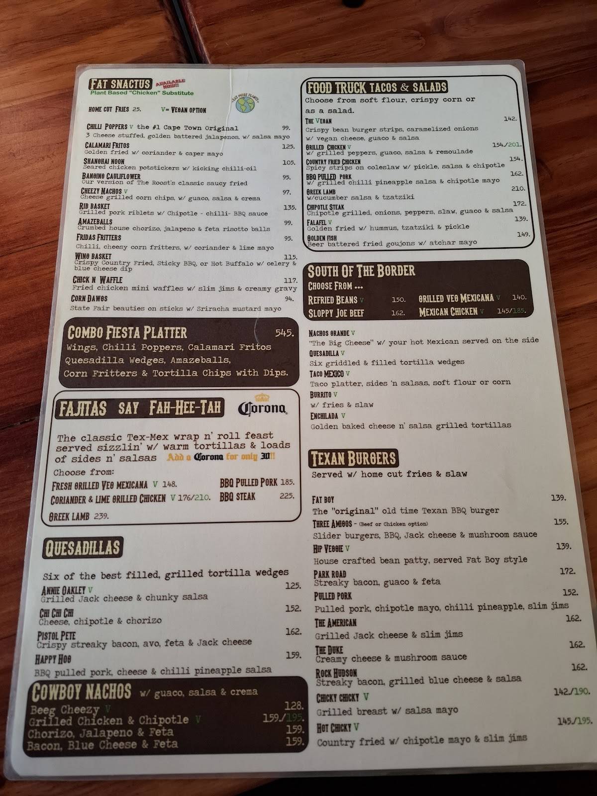 Menu at Fat Cactus Tygervalley restaurant, Cape Town