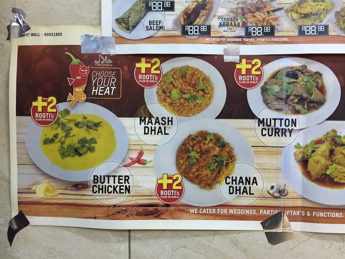 Menu at Hot Stuff restaurant, Cape Town, Carlton Rd