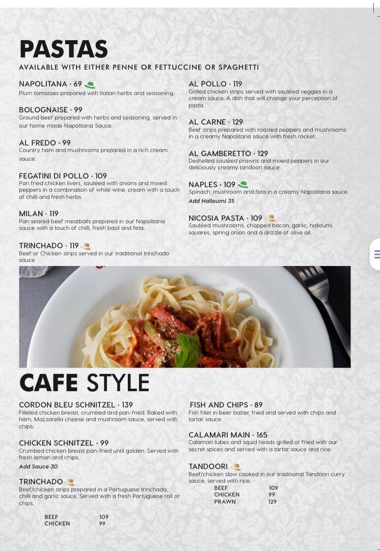 Menu at Cappello Florida Road restaurant, Durban, 206 Florida Rd