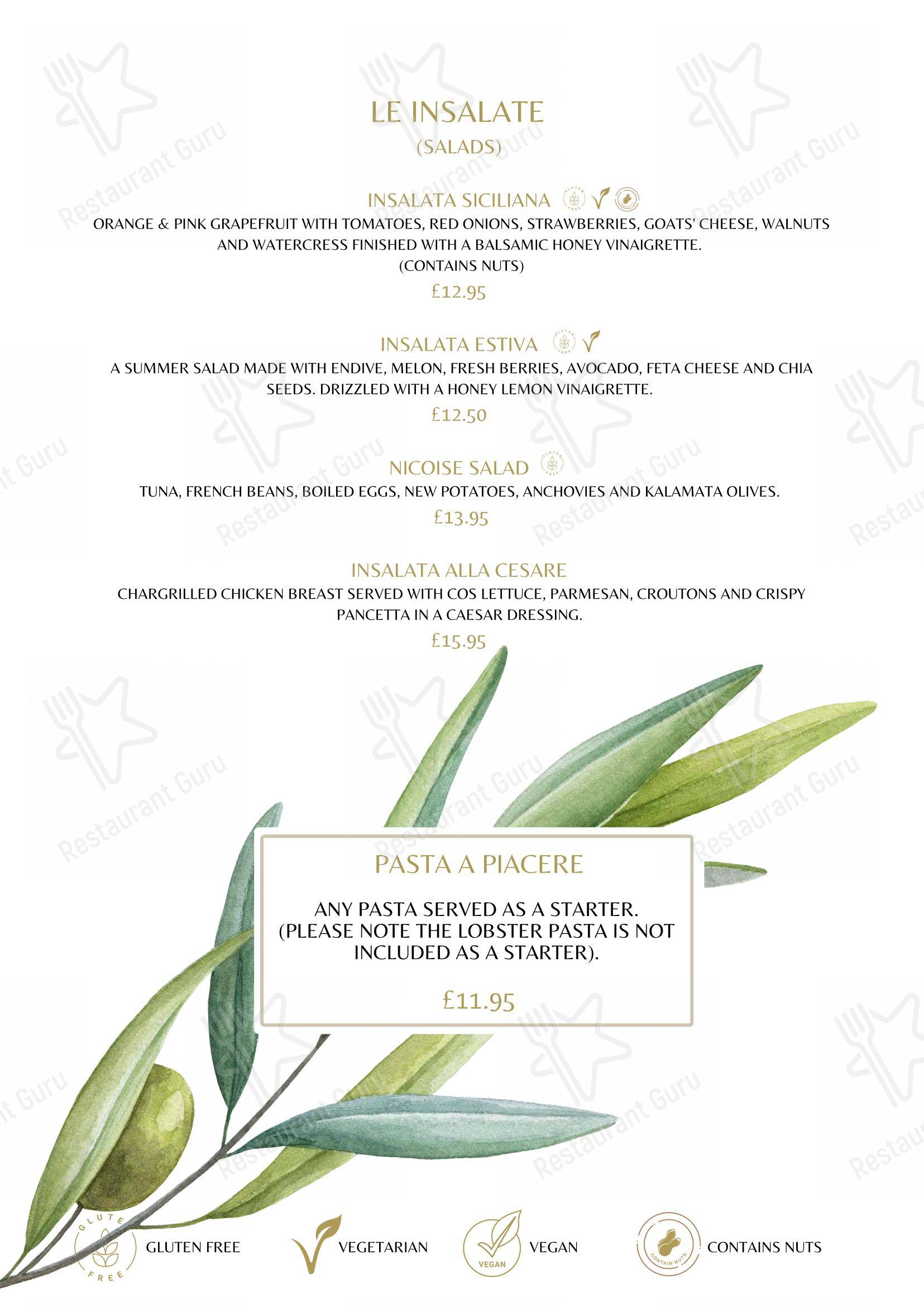 Menu at Capri @ The Vine restaurant, Wakefield