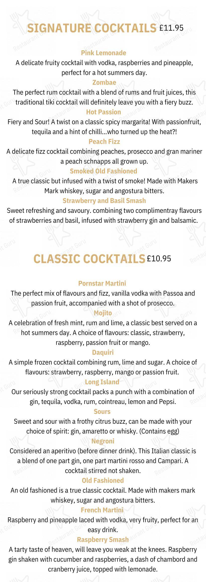 Menu at Capri @ The Vine restaurant, Wakefield
