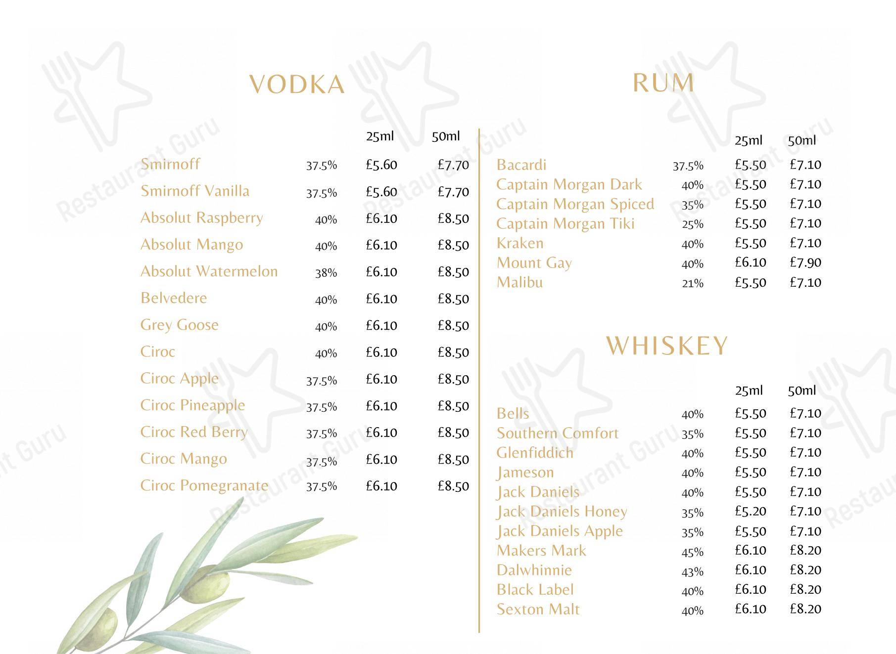Menu at Capri @ The Vine restaurant, Wakefield