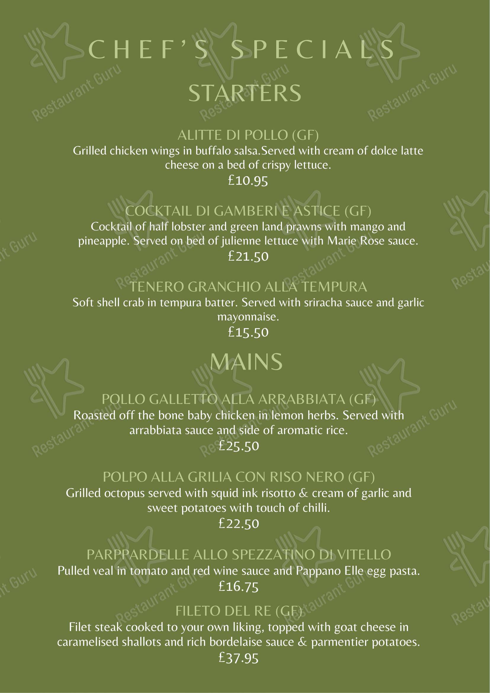 Menu at Capri @ The Vine restaurant, Wakefield
