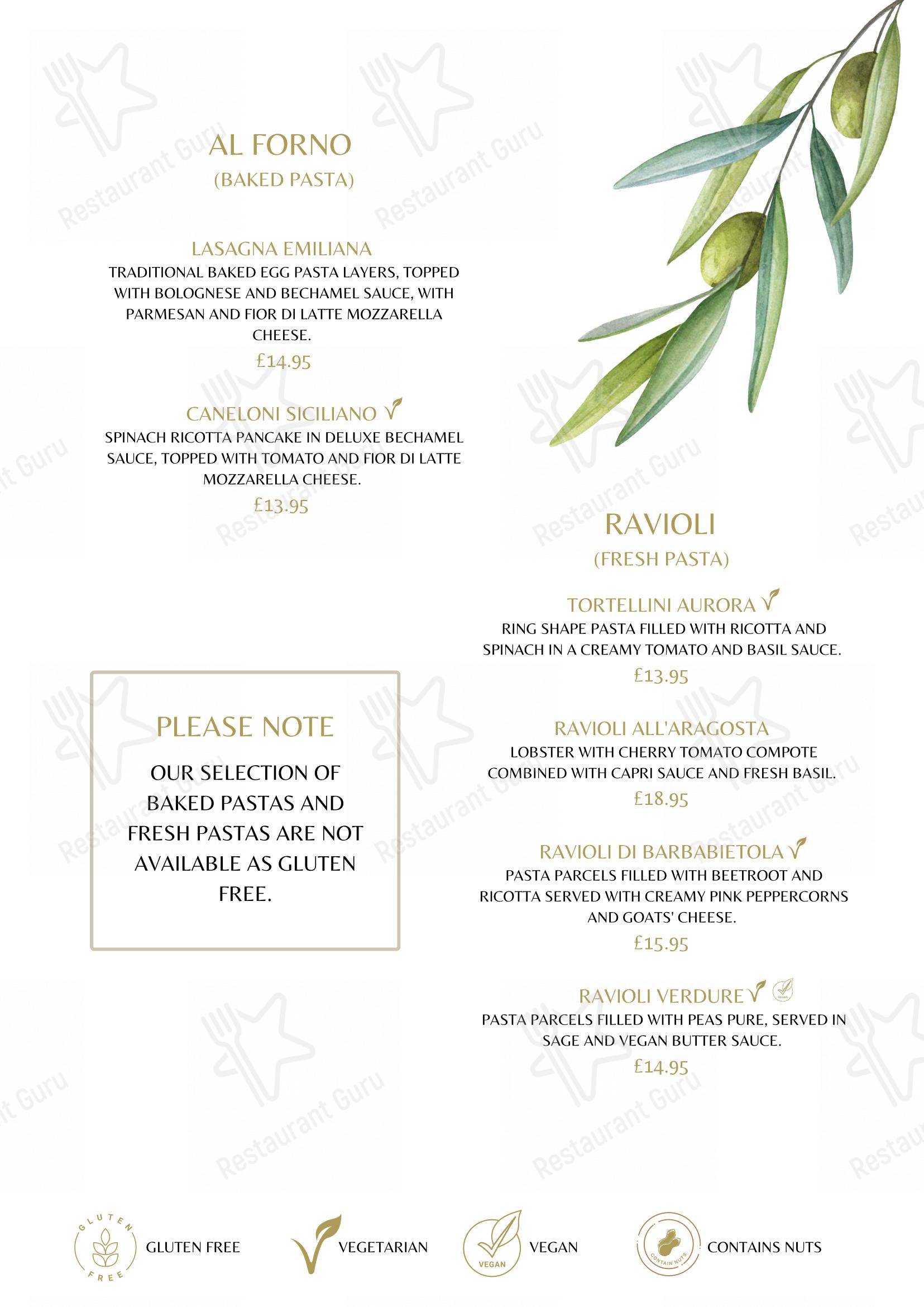 Menu at Capri @ The Vine restaurant, Wakefield