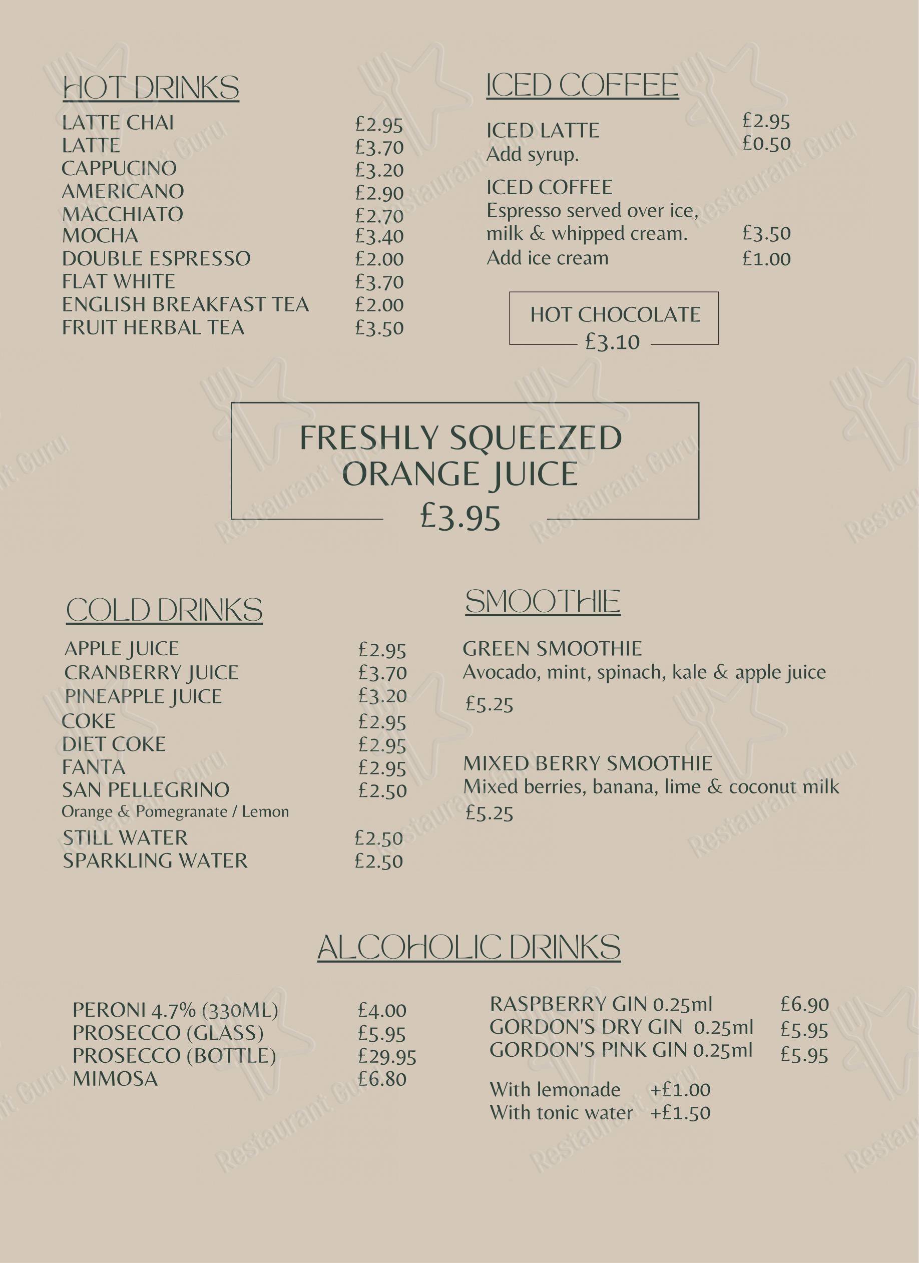 Menu at Capri @ The Vine restaurant, Wakefield