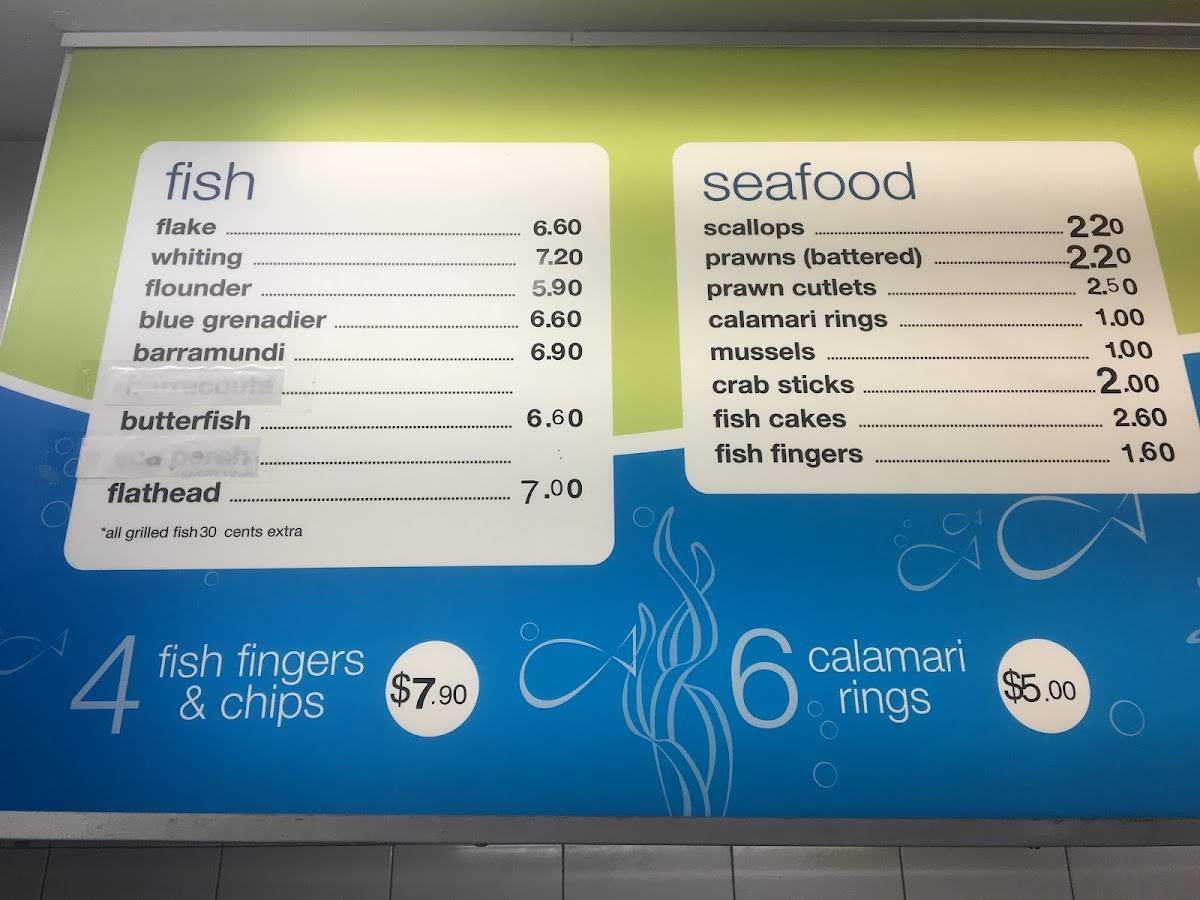 Menu at Captain K Fish & Chips fast food, Lilydale