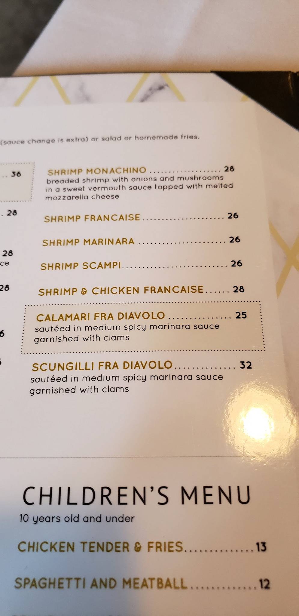 Menu at Cara Mia Restaurant, Floral Park