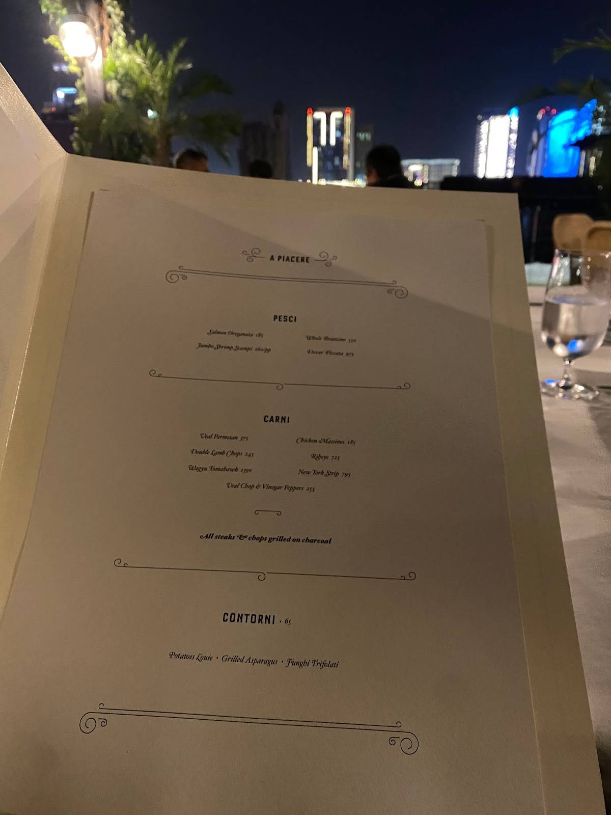 Menu at Carbone Doha restaurant, Lusail
