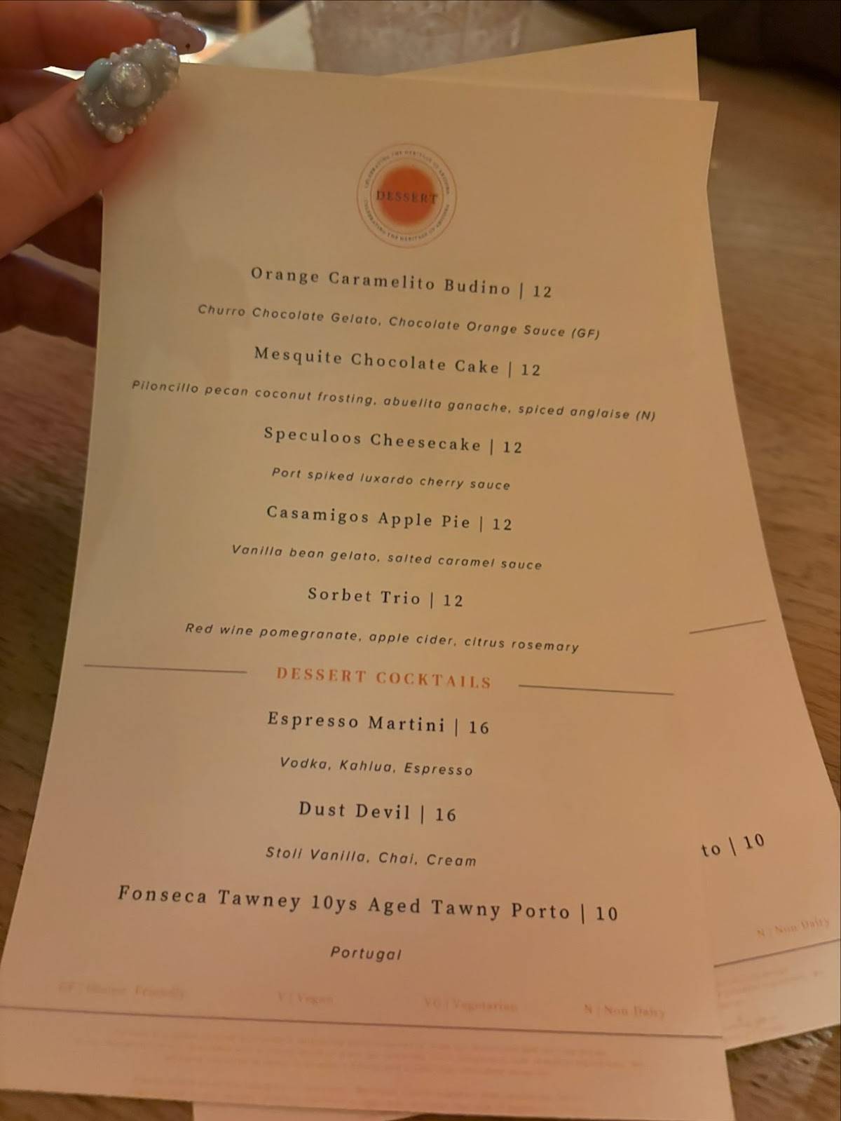 Menu at Carcara restaurant, Phoenix
