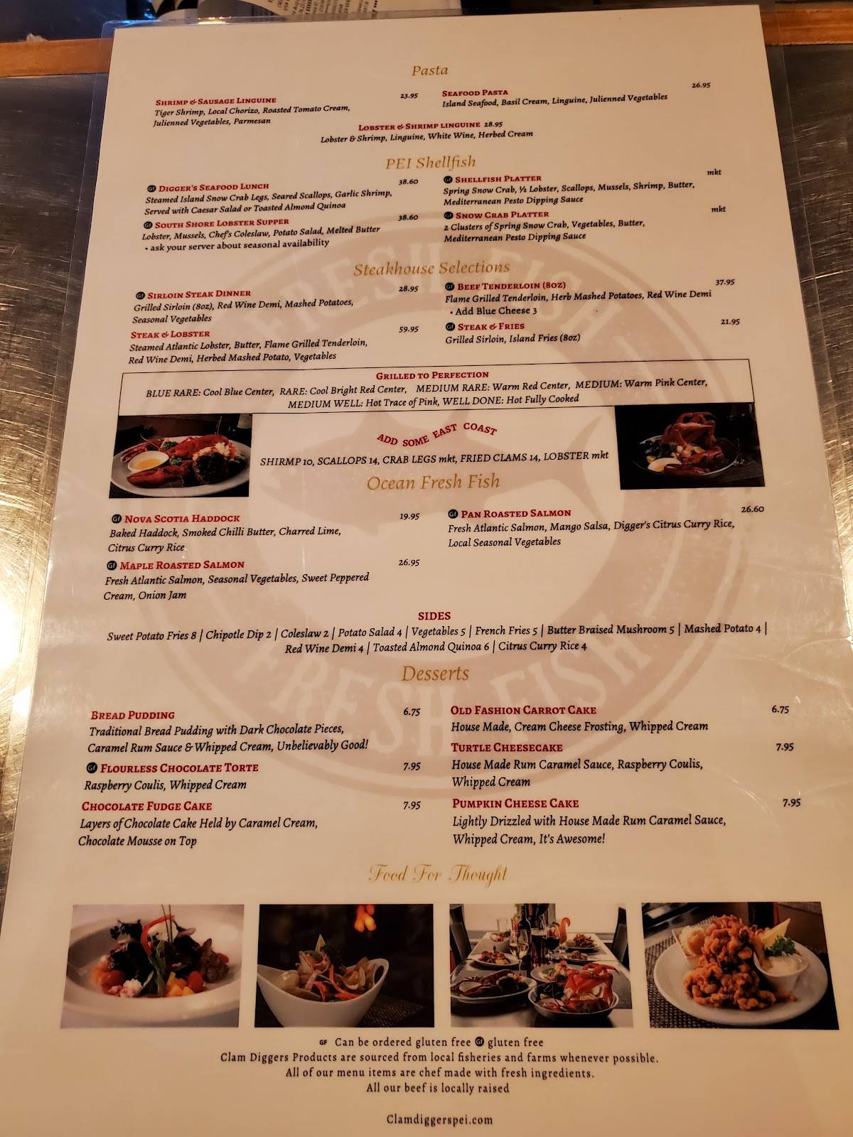 Menu at Clam Diggers Beach House & Restaurant, Cardigan