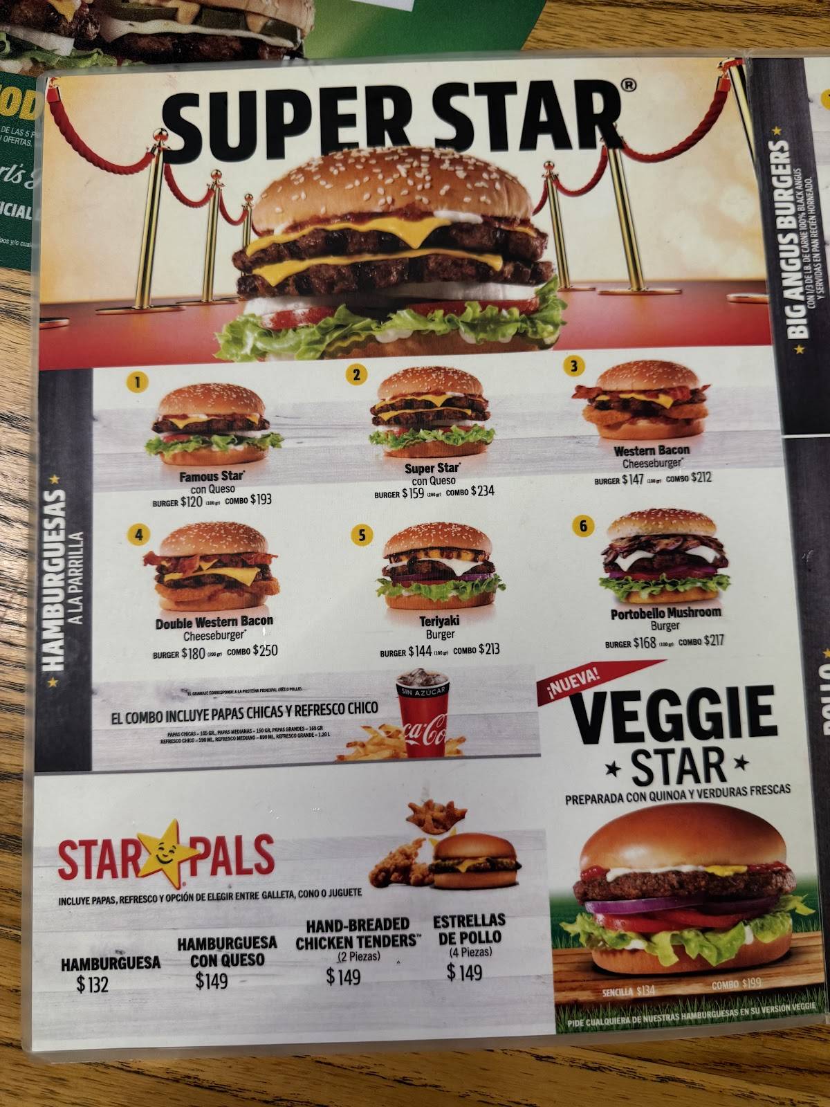 Menu at Carl's Jr Tulum restaurant, Tulum