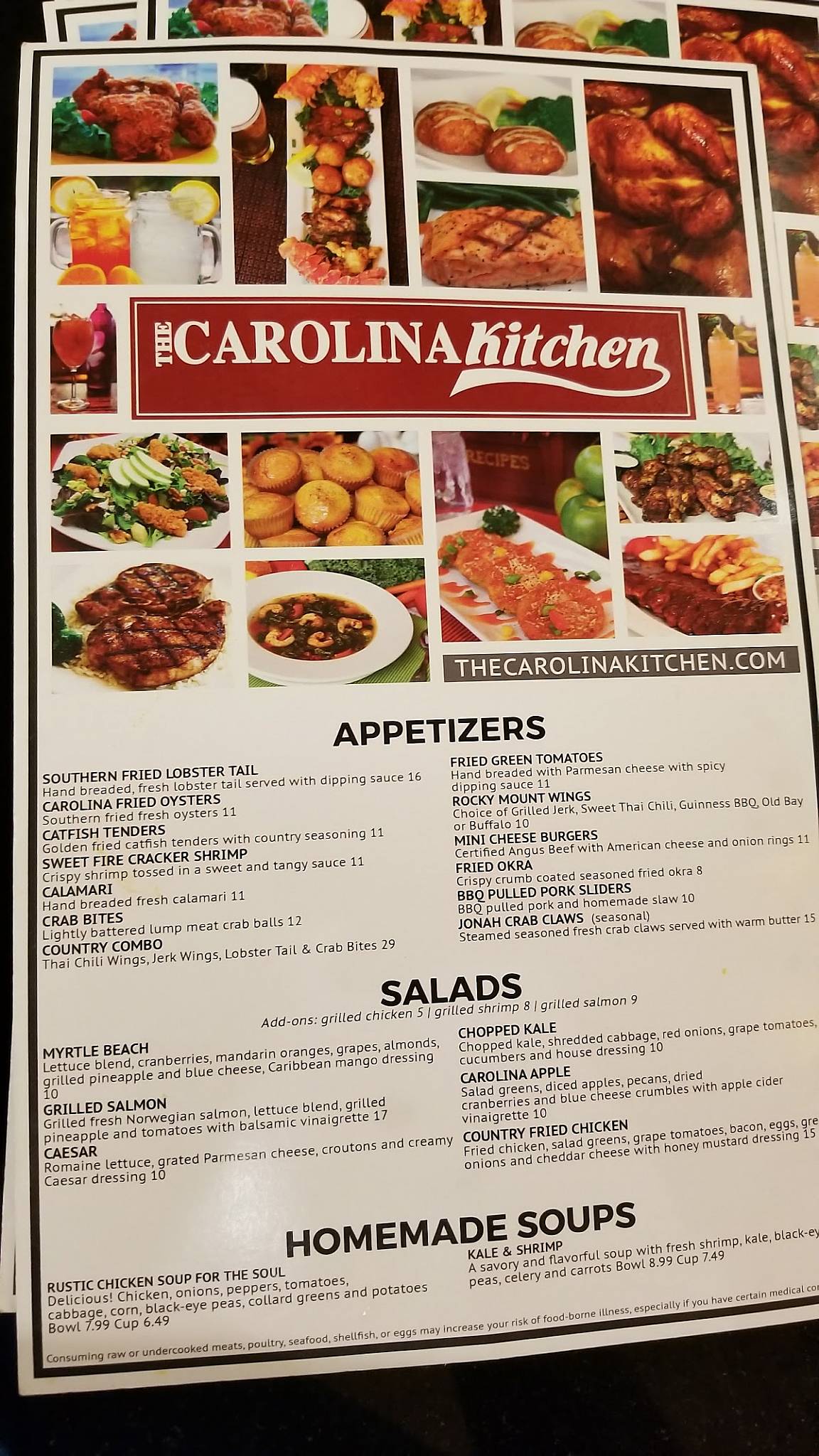 Menu at Carolina Kitchen restaurant, Brandywine