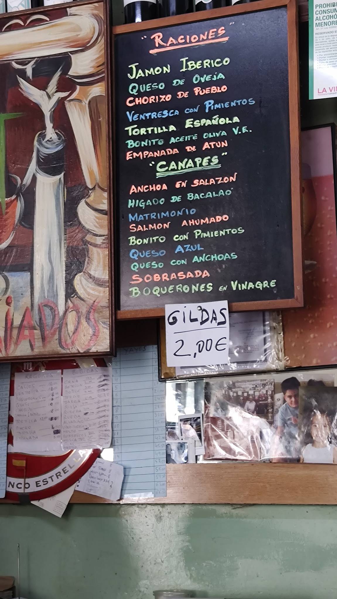 Menu at Casa Camacho pub & bar, Madrid, Calle de San Andrés