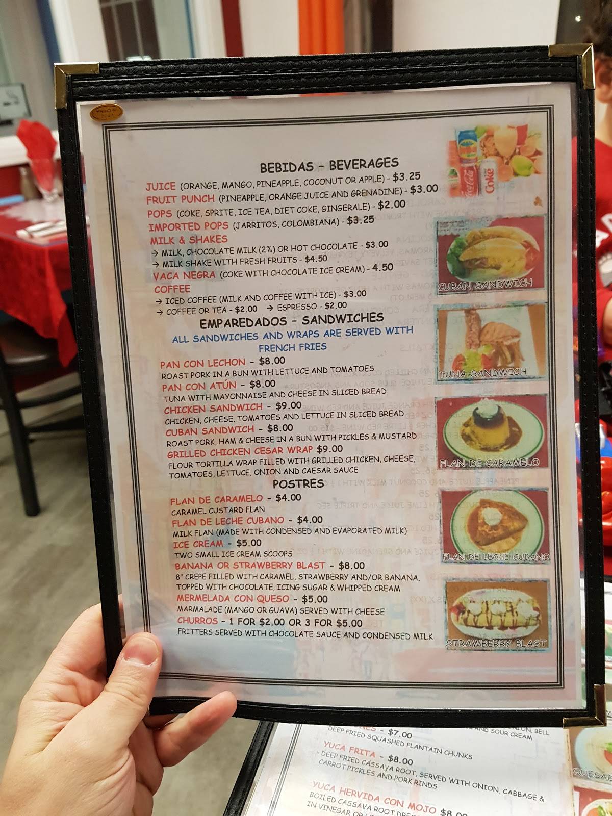Menu at Casa Cubana Restaurant, London, 411 Hamilton Rd