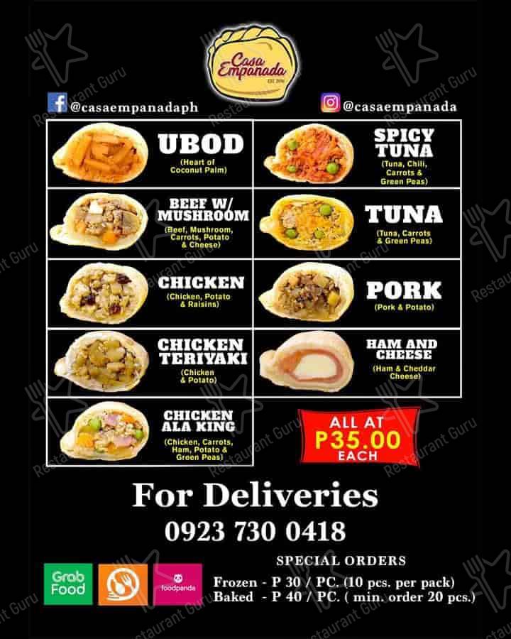 Menu at Casa Empanada restaurant, Quezon City, The Galley