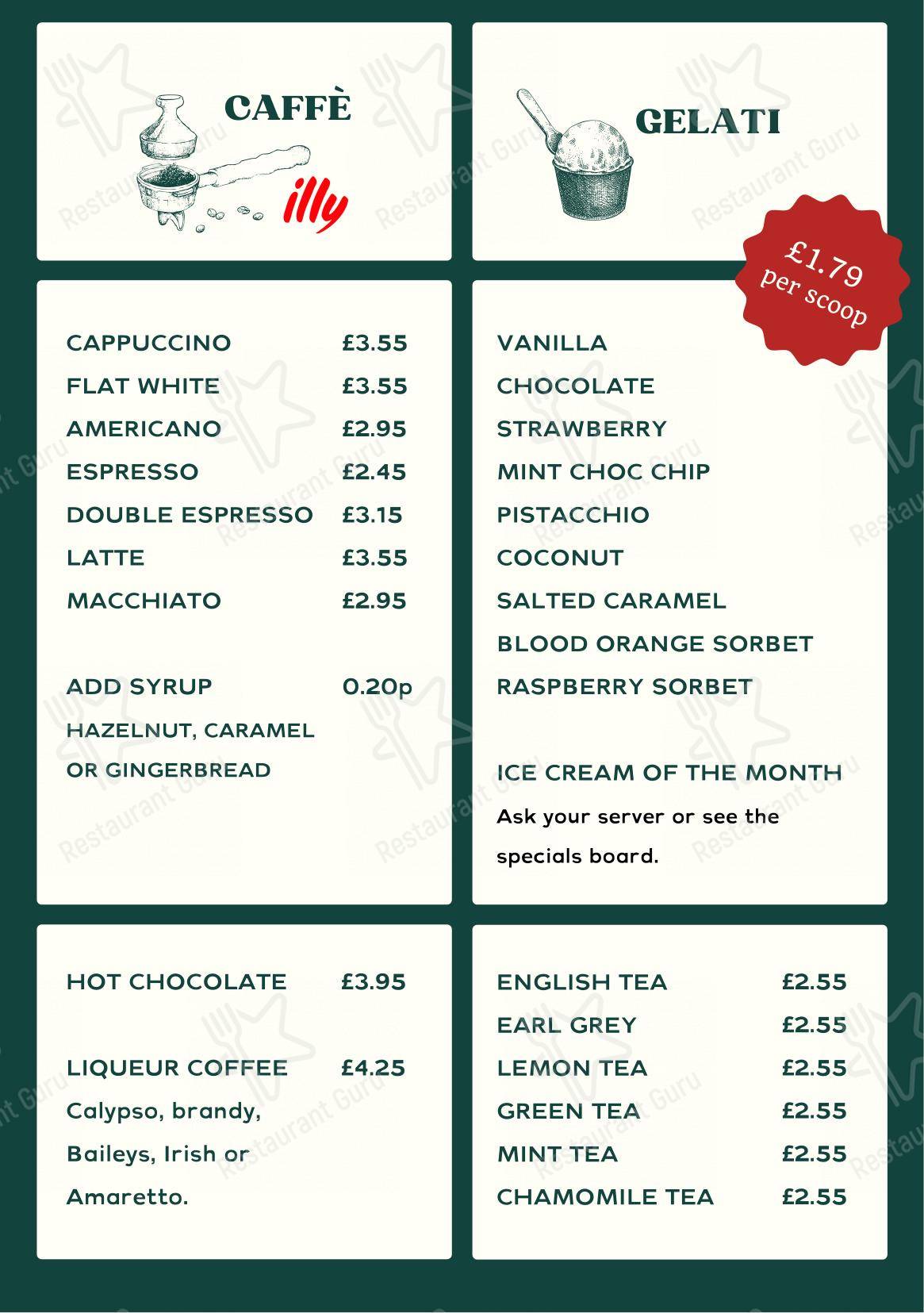Menu at Casa Italia pizzeria, Liverpool