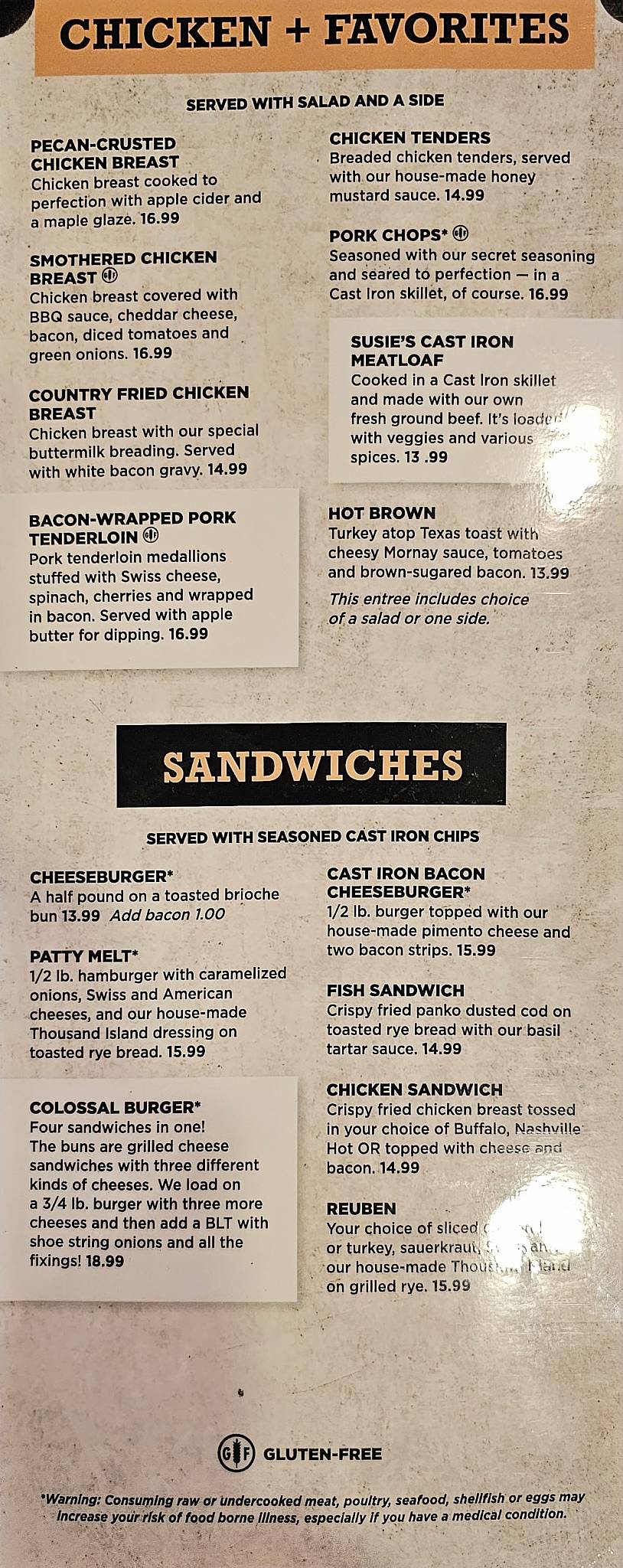 Menu at Cast Iron Steak House steakhouse, Jeffersonville, E Market St