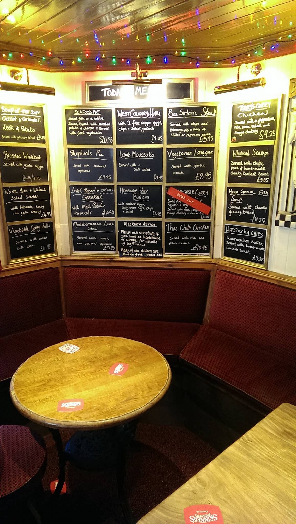 Menu at The Rising Sun pub & bar, Kingsand