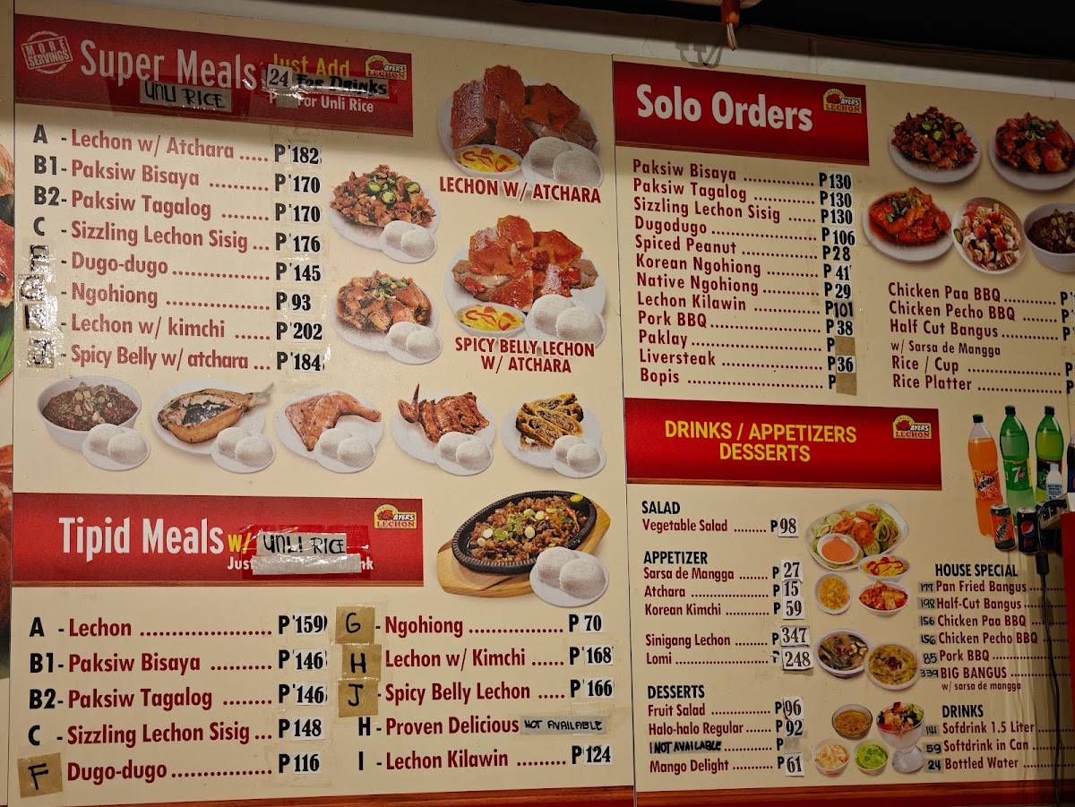 Menu at Ayers Lechon House restaurant, Cebu City, i2 Bldg