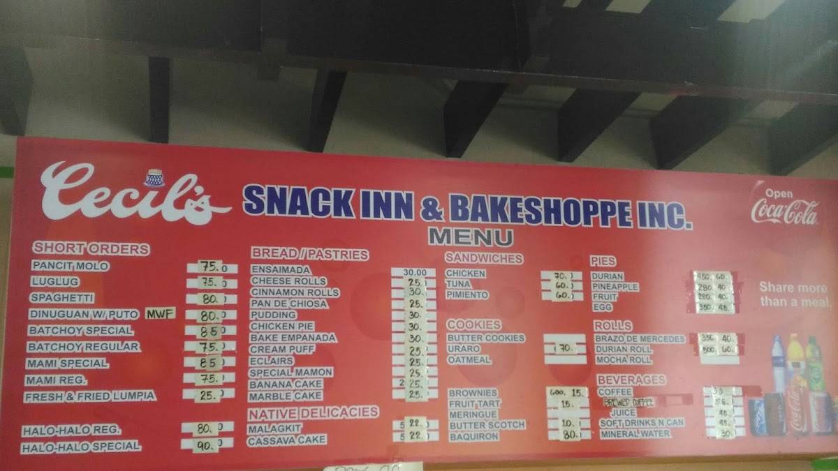 Menu at Cecil'S Snack Inn & Bakeshop Inc. pub & bar, Davao City