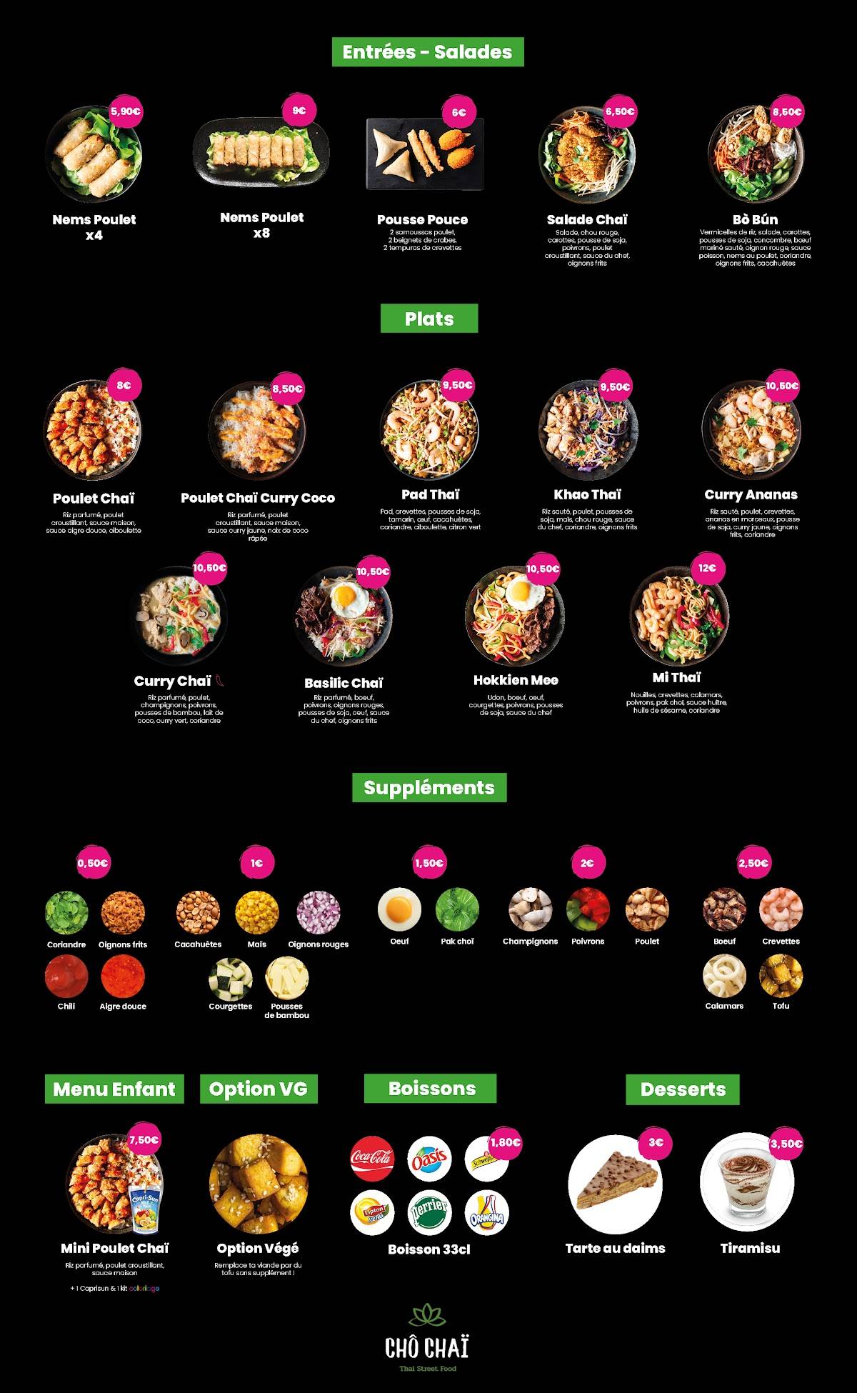 Carta del restaurante Chô Chaï Tarbes - Thaï Street Food, Tarbes, 28 Av ...