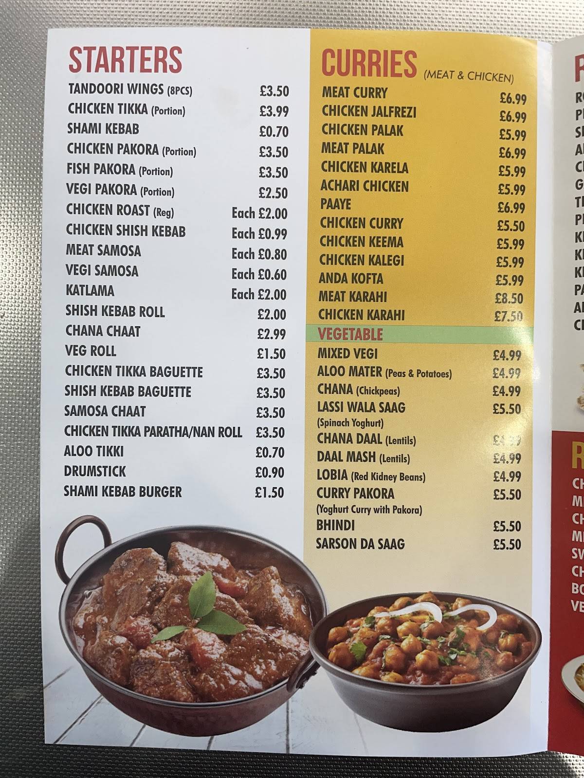 Menu at Chachas Roti Junction Dudley restaurant, Dudley