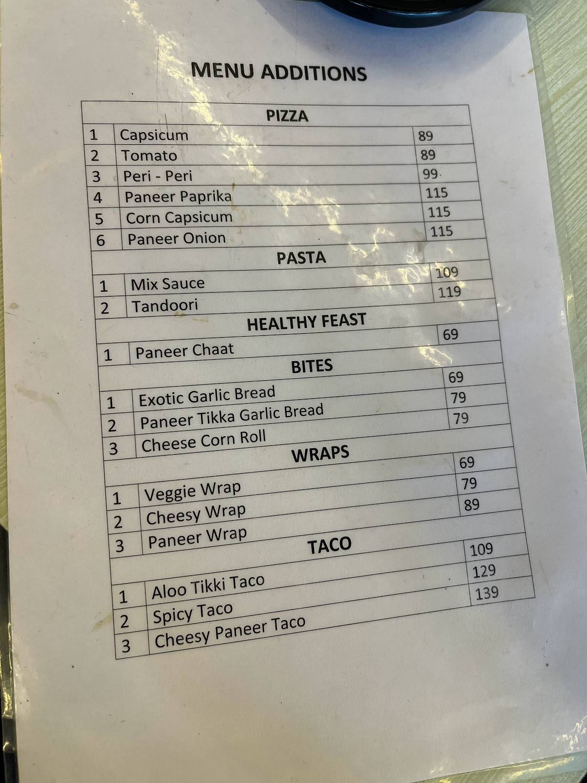Menu at Chai Sutta Bar kalka, Pinjore