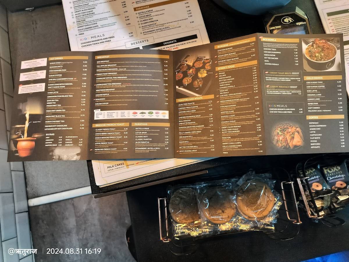 Menu at Chaiiology Soho road restaurant, Birmingham, 146 Soho Rd