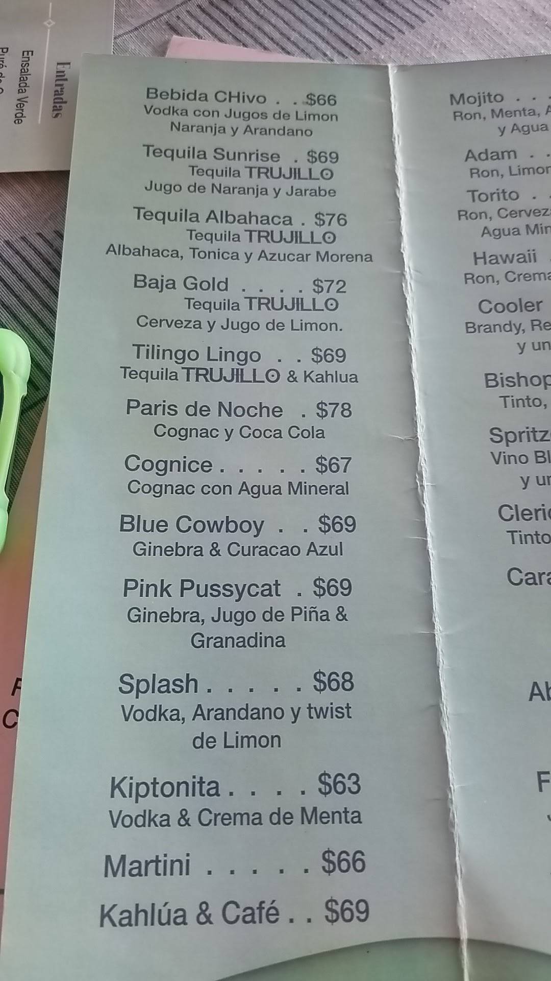 Menu at Restaurante Letra CH, Chapala