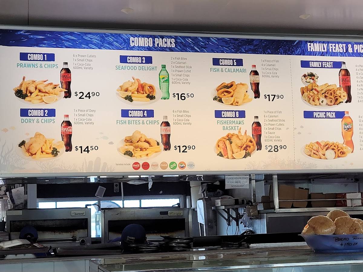 Menu at Charis Seafoods restaurant, Labrador, 371 Marine Parade