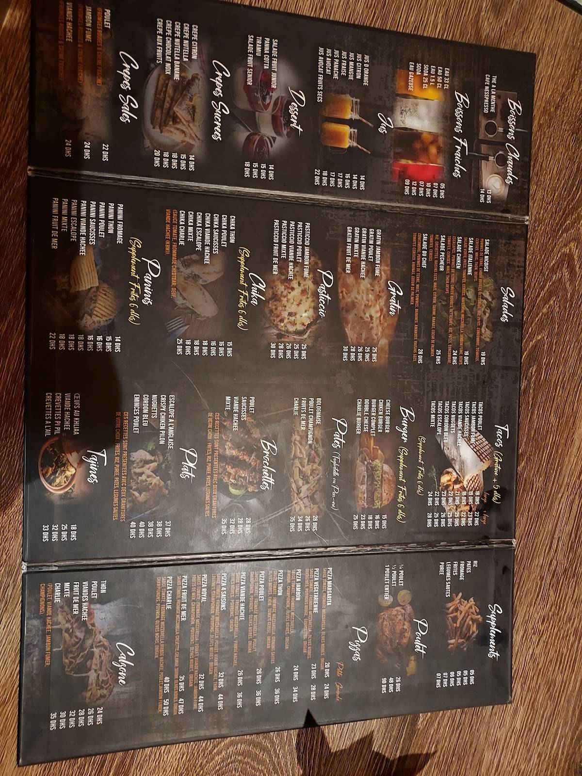 Menu au Charlie Food restaurant, Agadir